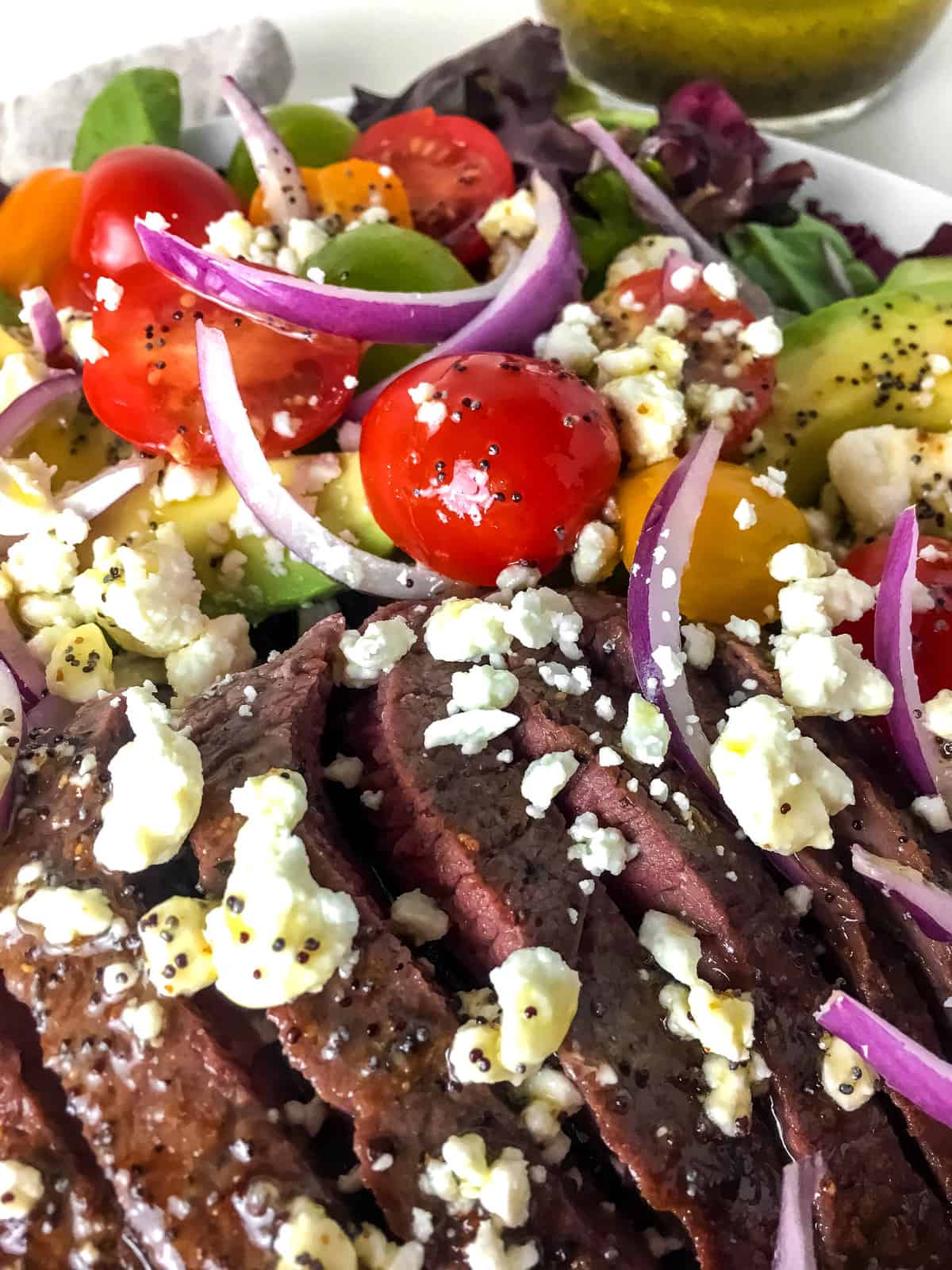 Avocado Steak Salad with Poppy Seed Vinaigrette - Baked Ambrosia
