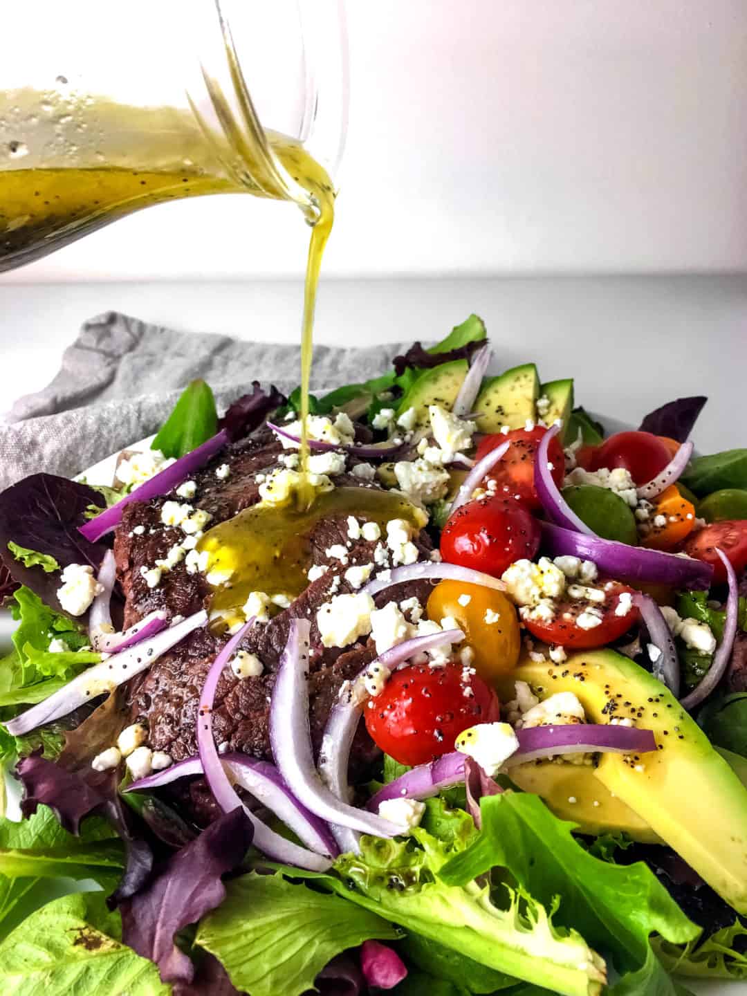 Avocado Steak Salad with Poppy Seed Vinaigrette - Baked Ambrosia