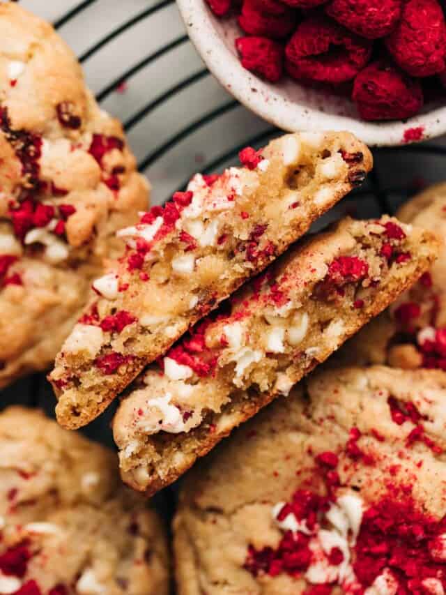 Raspberry White Chocolate Chip Cookies - Baked Ambrosia