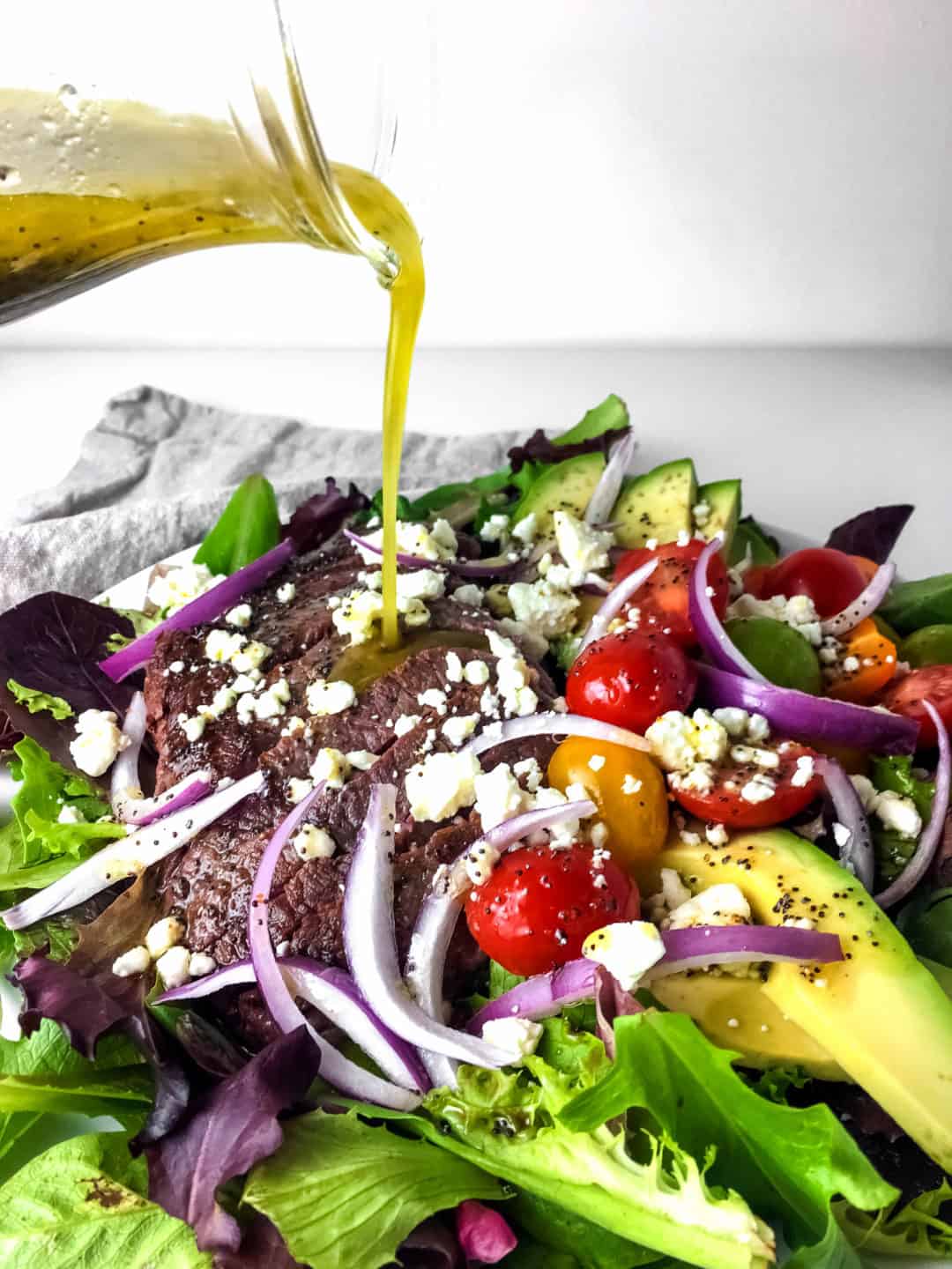 Avocado Steak Salad with Poppy Seed Vinaigrette - Baked Ambrosia