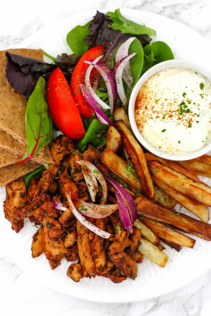 Healthy Greek Chicken Gyro Platter - Baked Ambrosia