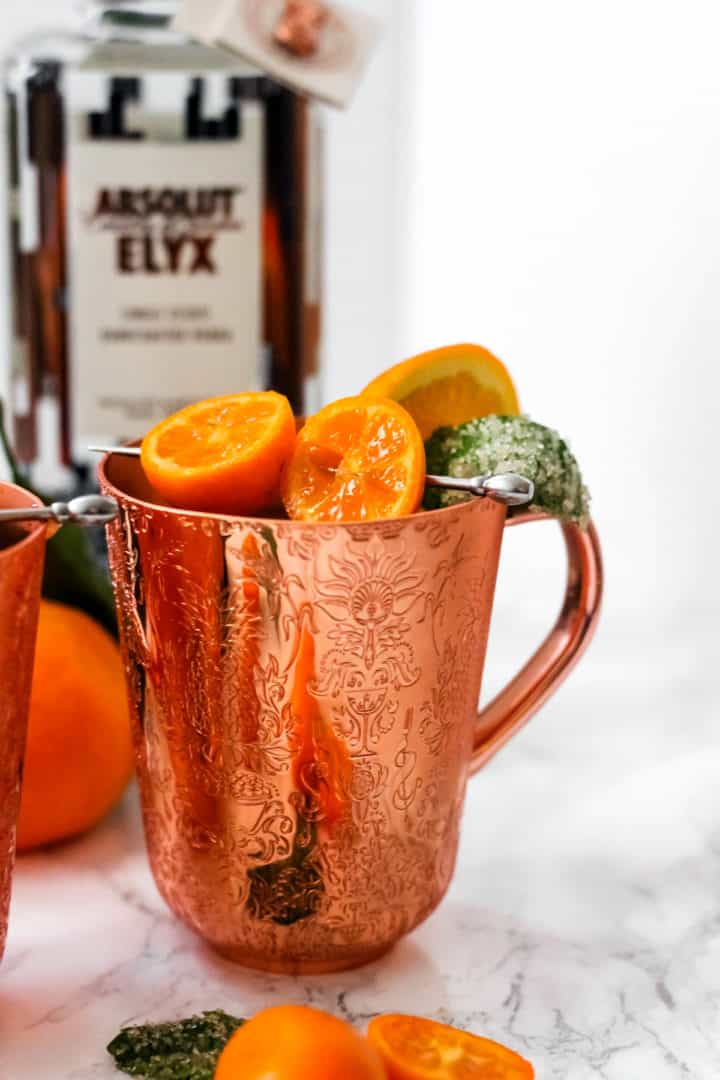 Winter Citrus Moscow Mule with Candied Mint - Baked Ambrosia