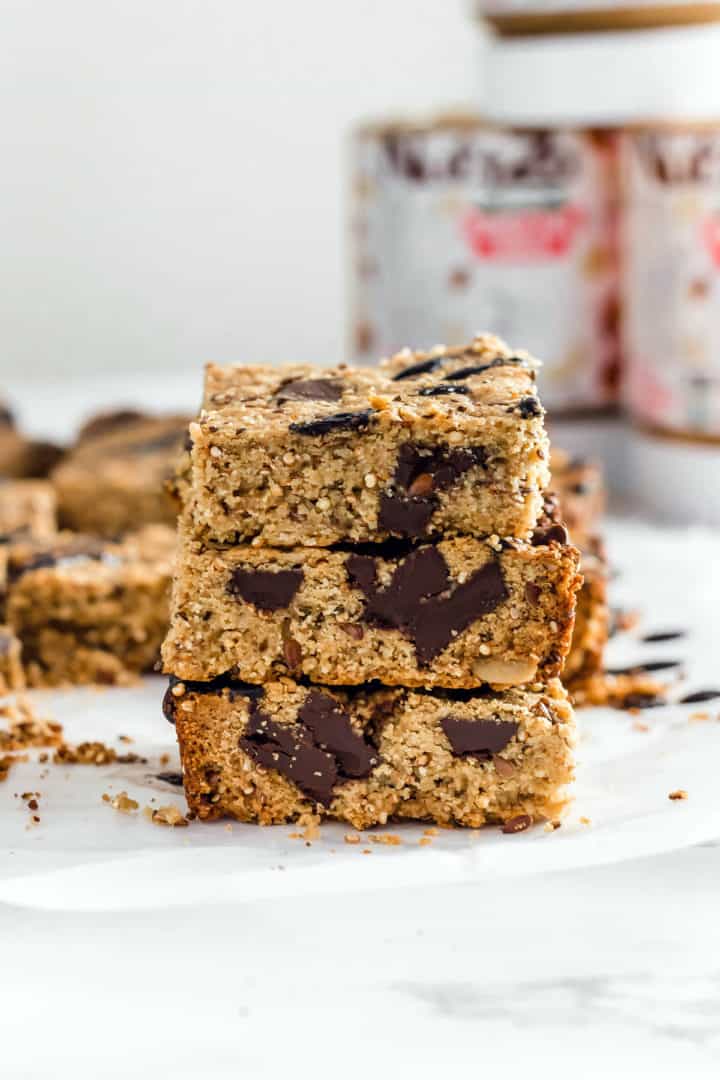 Chocolate Chunk Nut Butter Blondies - Baked Ambrosia