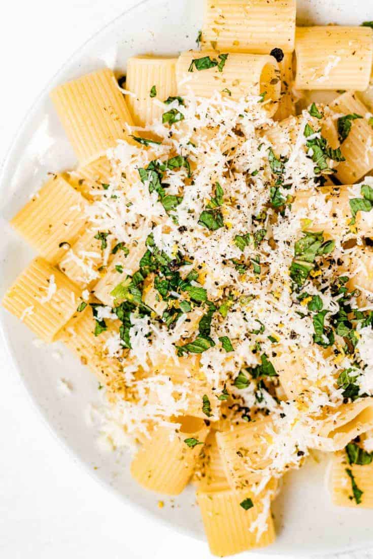 Pasta with Lemon, Mint, and Halloumi - Baked Ambrosia