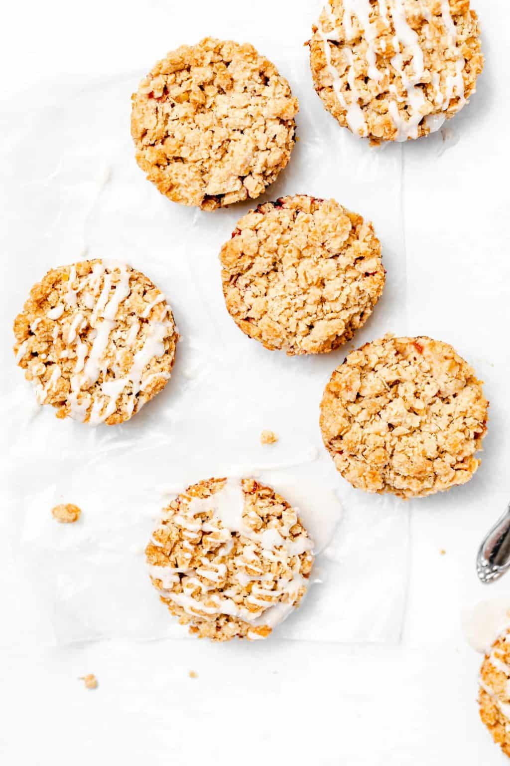 Strawberry Crumble Cookies with Vanilla Bean Glaze - Baked Ambrosia
