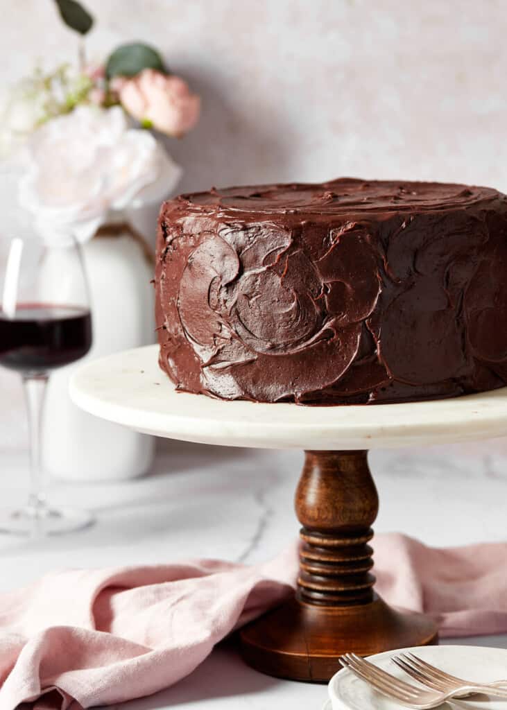 Super Moist and Rich Red Wine Chocolate Cake Recipe - Baked Ambrosia