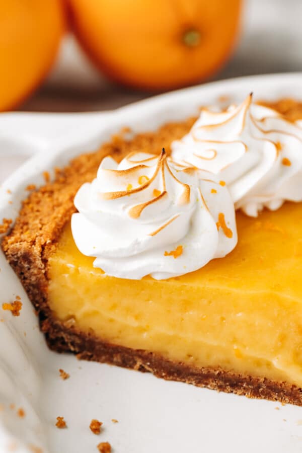 Simple Orange Pie with Meringue Topping (no-bake!) - Baked Ambrosia